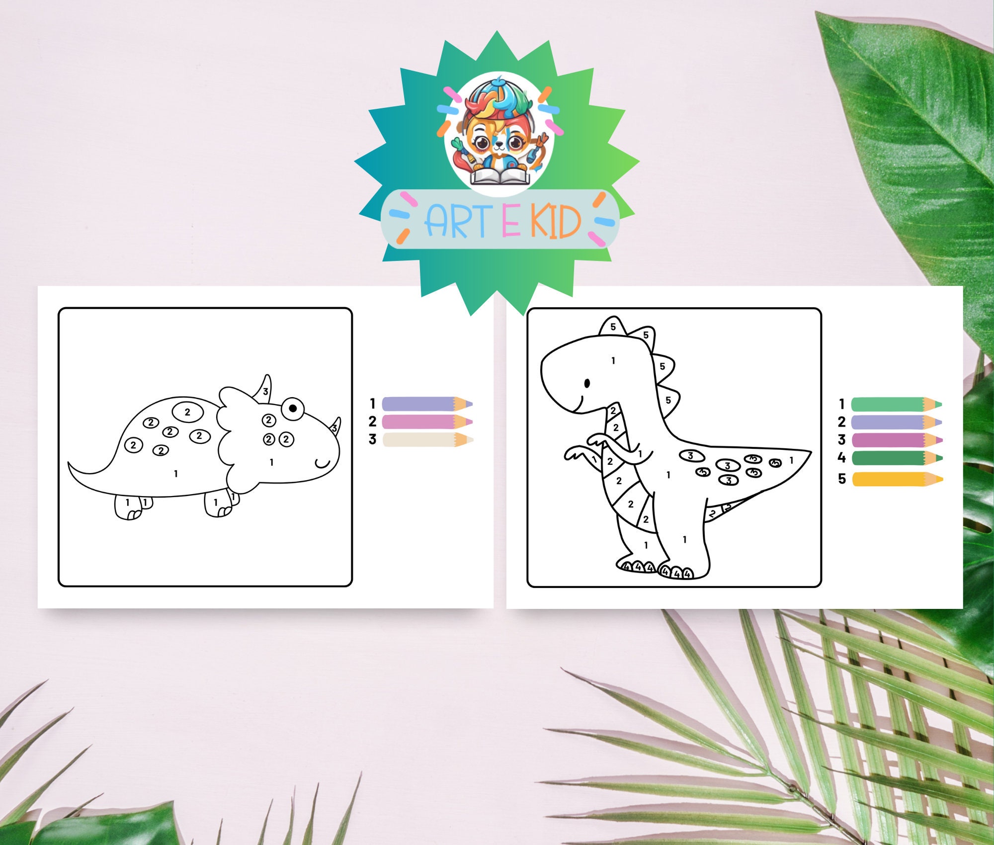 Jurassic Number Roar: Cute Dinosaur Coloring Adventure 10 Pages ...