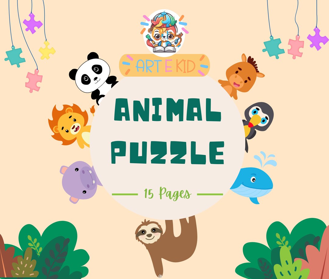 Animal Puzzle Adventure Pages: 15 Fun and Educational Sheets for Kids ...