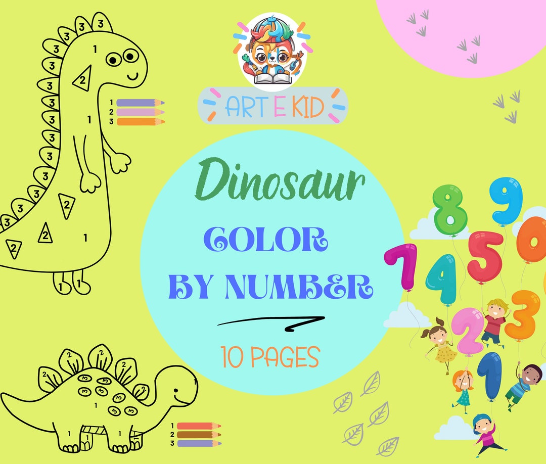 Jurassic Number Roar: Cute Dinosaur Coloring Adventure 10 Pages ...