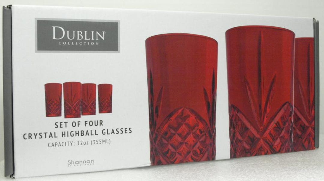 Godinger Dublin Red Crystal High Ball Glasses (set of 4) Brand New in ...
