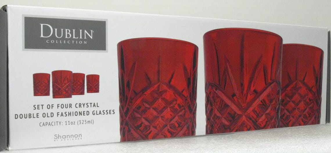 Godinger Dublin Red Crystal Double Old Fashioned Glasses (set of 4 ...