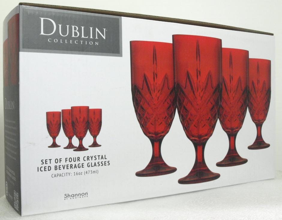 Godinger Dublin Red Crystal Iced Beverage Glasses Set of 4 Brand New in ...