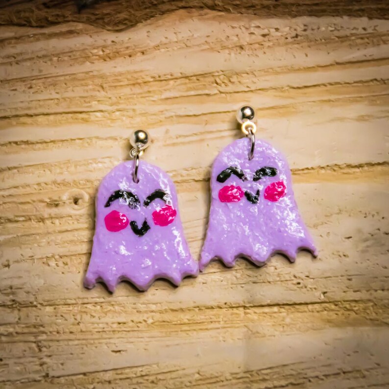 Cute, Pink, Spooky, Sparkly Ghost Stud Drop Earrings Halloween Theme ...