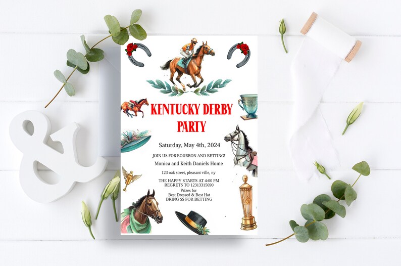Kentucky Derby Party Invitation, Derby Party Birthday Invitation, Run ...