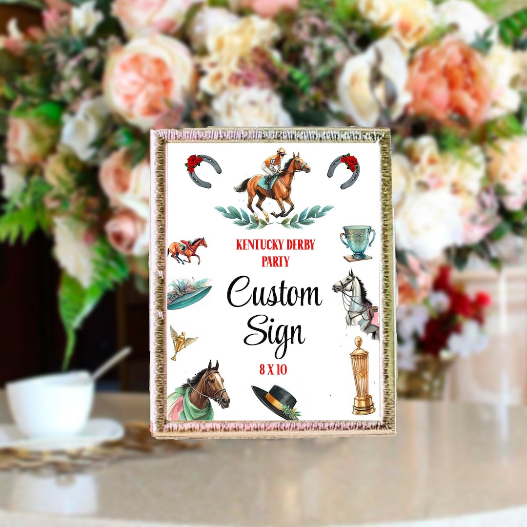 Kentucky Derby Party Custom Sign, Red Roses Derby Party Custom Sign ...