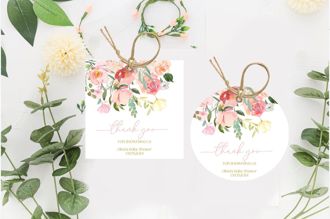 Bloom Favor Tags Template, Editable Wildflowers Round Favor Tags ...