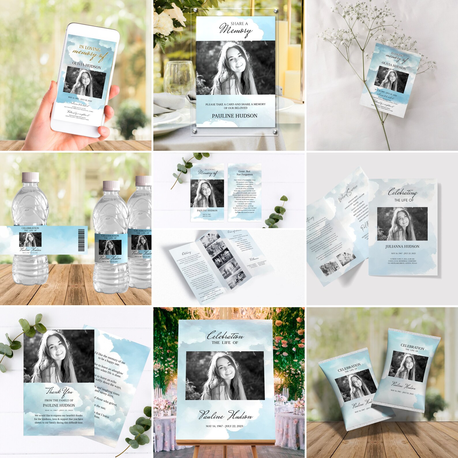 Blue Sky Funeral Chip Bag Obituary Chip Bag Digital Chip Bag - Etsy