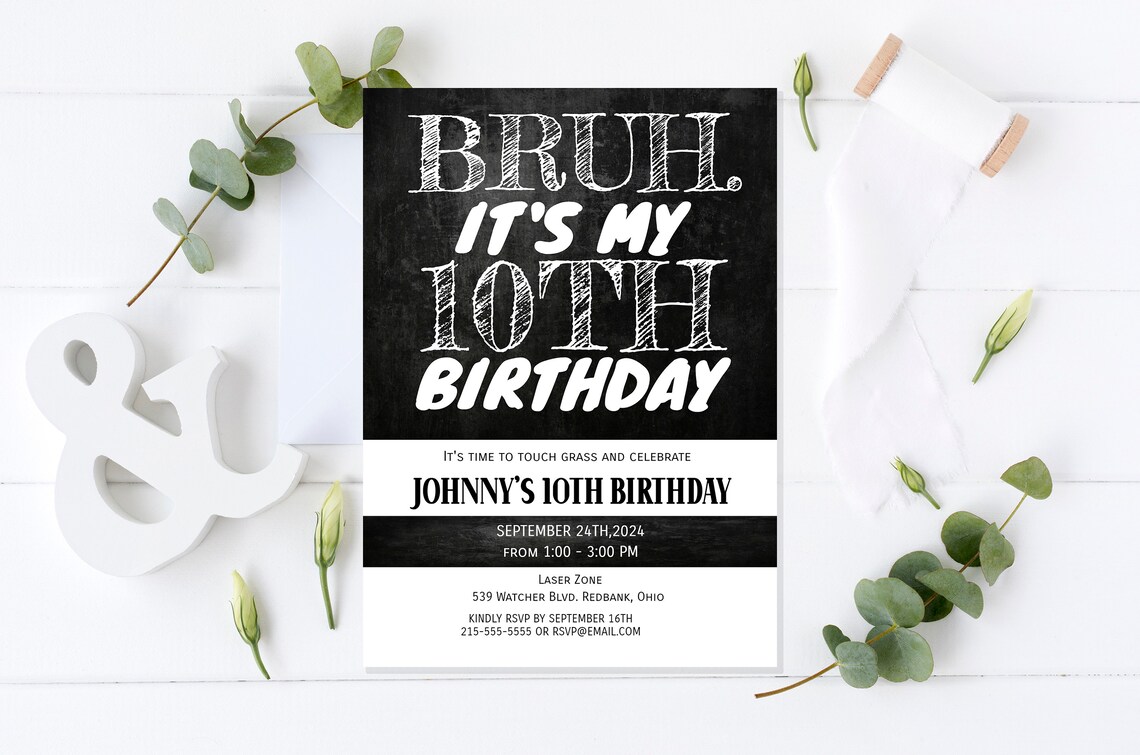Bruh Invitation, BRO Birthday Invitation, Bruh It's My Birthday Invite ...