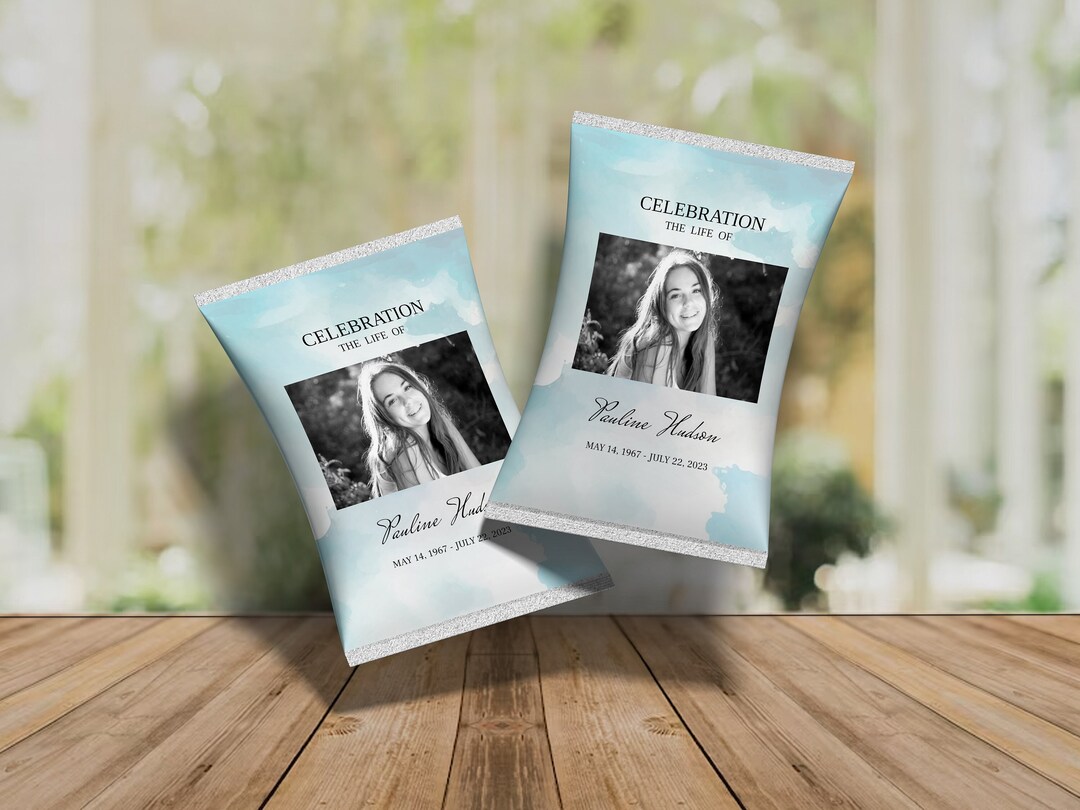 Blue Sky Funeral Chip Bag Obituary Chip Bag Digital Chip Bag - Etsy