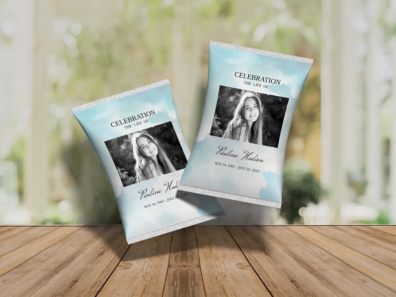 Blue Sky Funeral Chip Bag Obituary Chip Bag Digital Chip Bag - Etsy