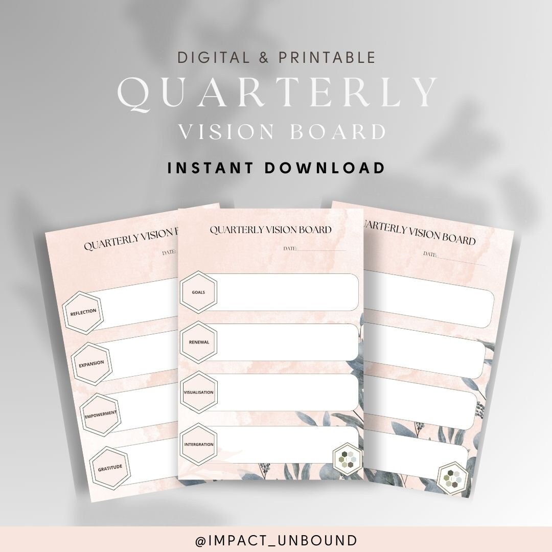 Quarterly Planner, Vision Board Goals, Quarterly Vision Board ...