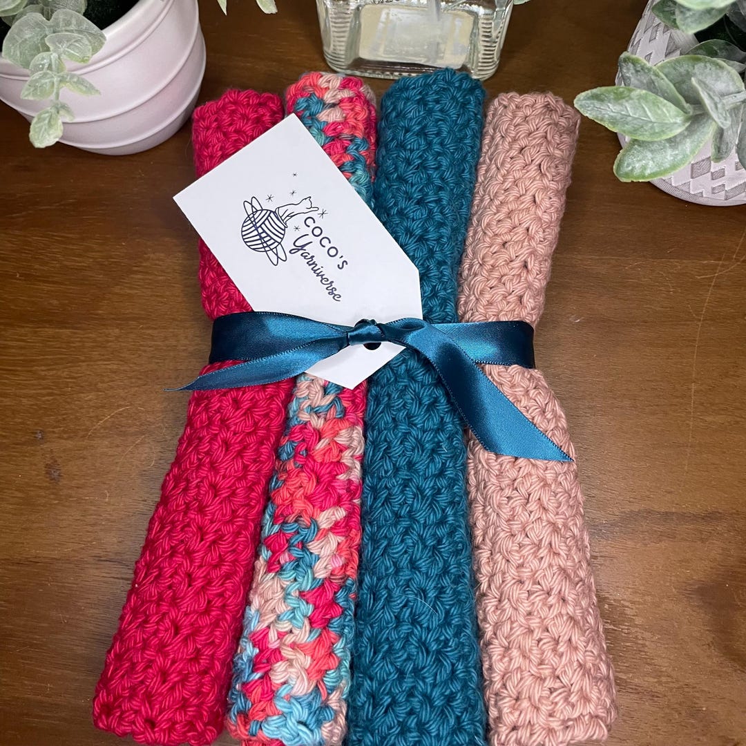 Crocheted Cotton Wash Cloth Set: Kitchen & Spa Accessories - Etsy