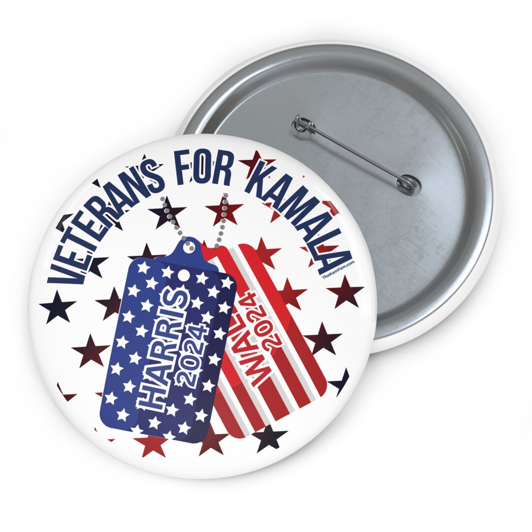 VETERANS FOR KAMALA Pin Buttons Political Dog Tags Pin Buttons Harris ...