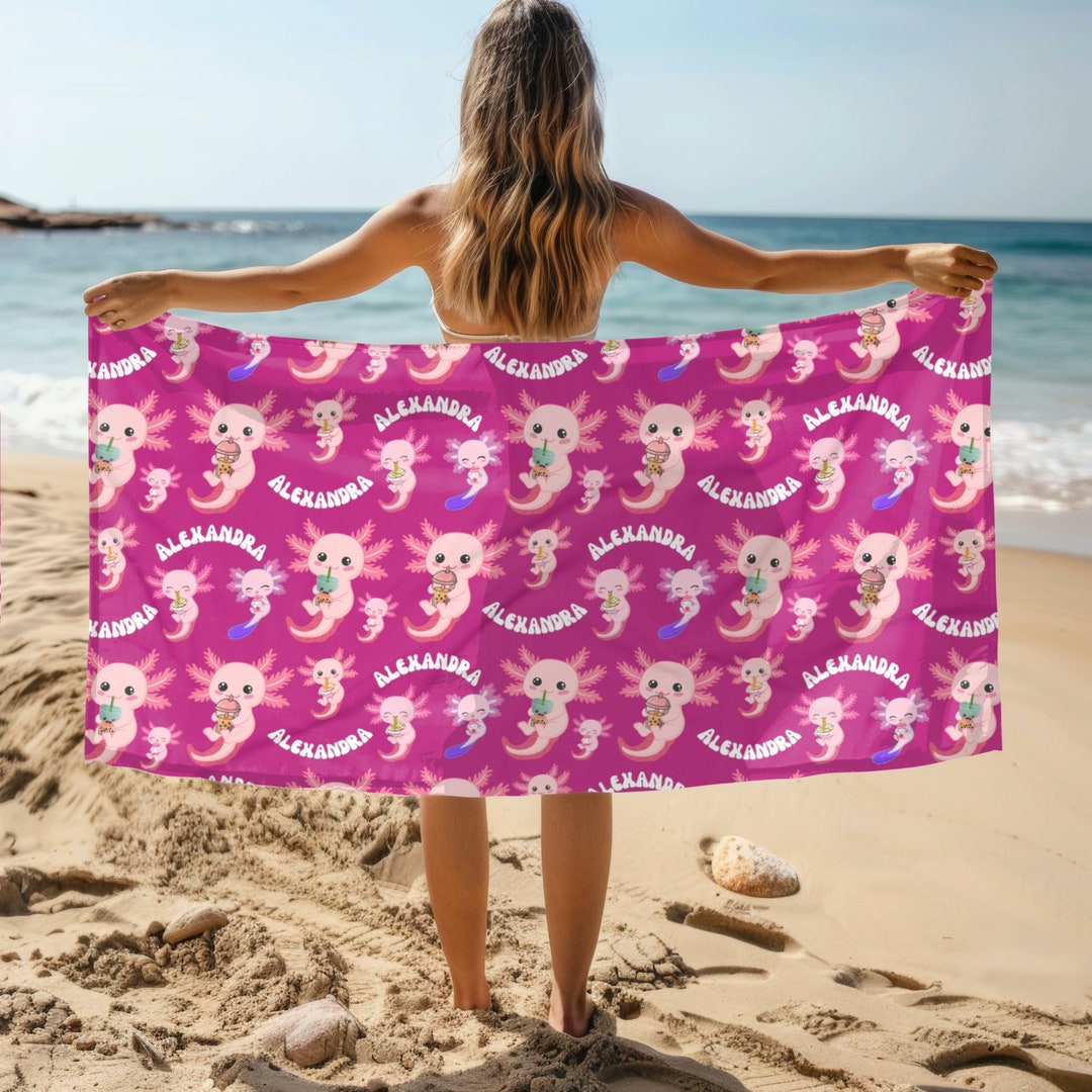 Custom Axolotl Beach Towel, Axolotl Beach Towel, Customized Beach Towel ...