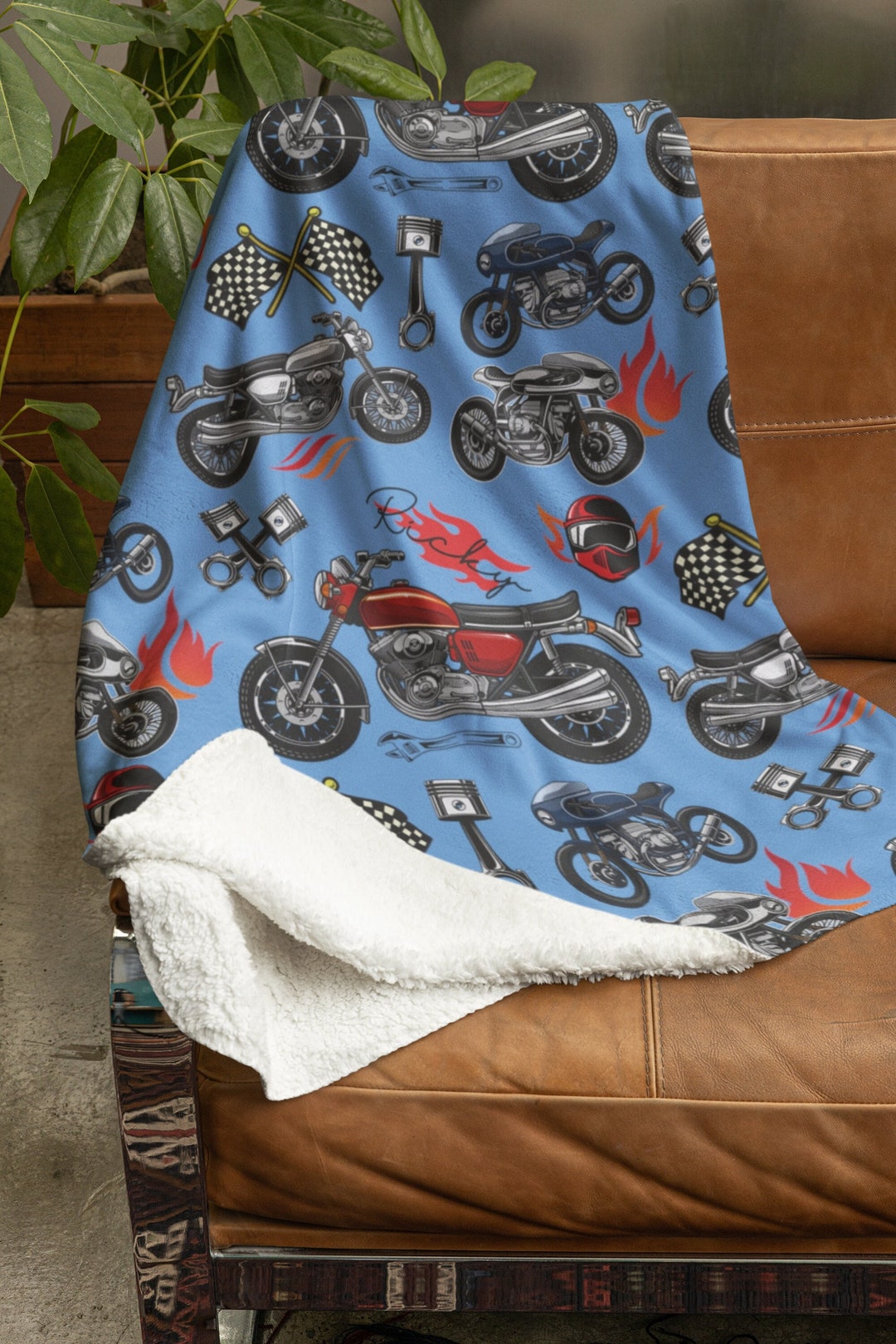 Personalized Motorcycle Blanket, Custom Motorbike Blanket, Customized ...