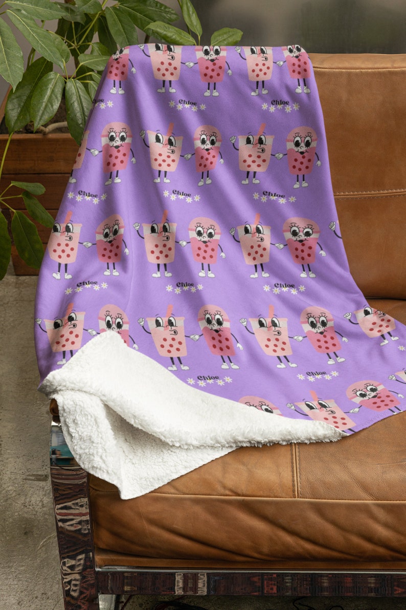 Custom Retro Bubble Tea Blanket, Birthday Gift Boba Lover Blanket, Gift ...