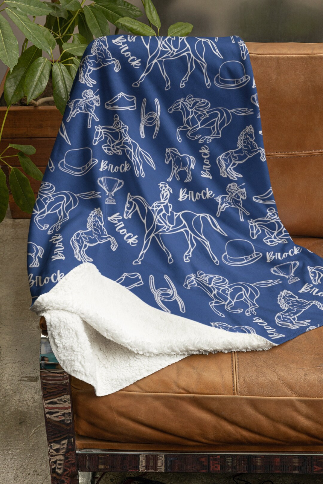 Custom Horse-riding Blanket, Personalized Horse Minky Sherpa Throw ...