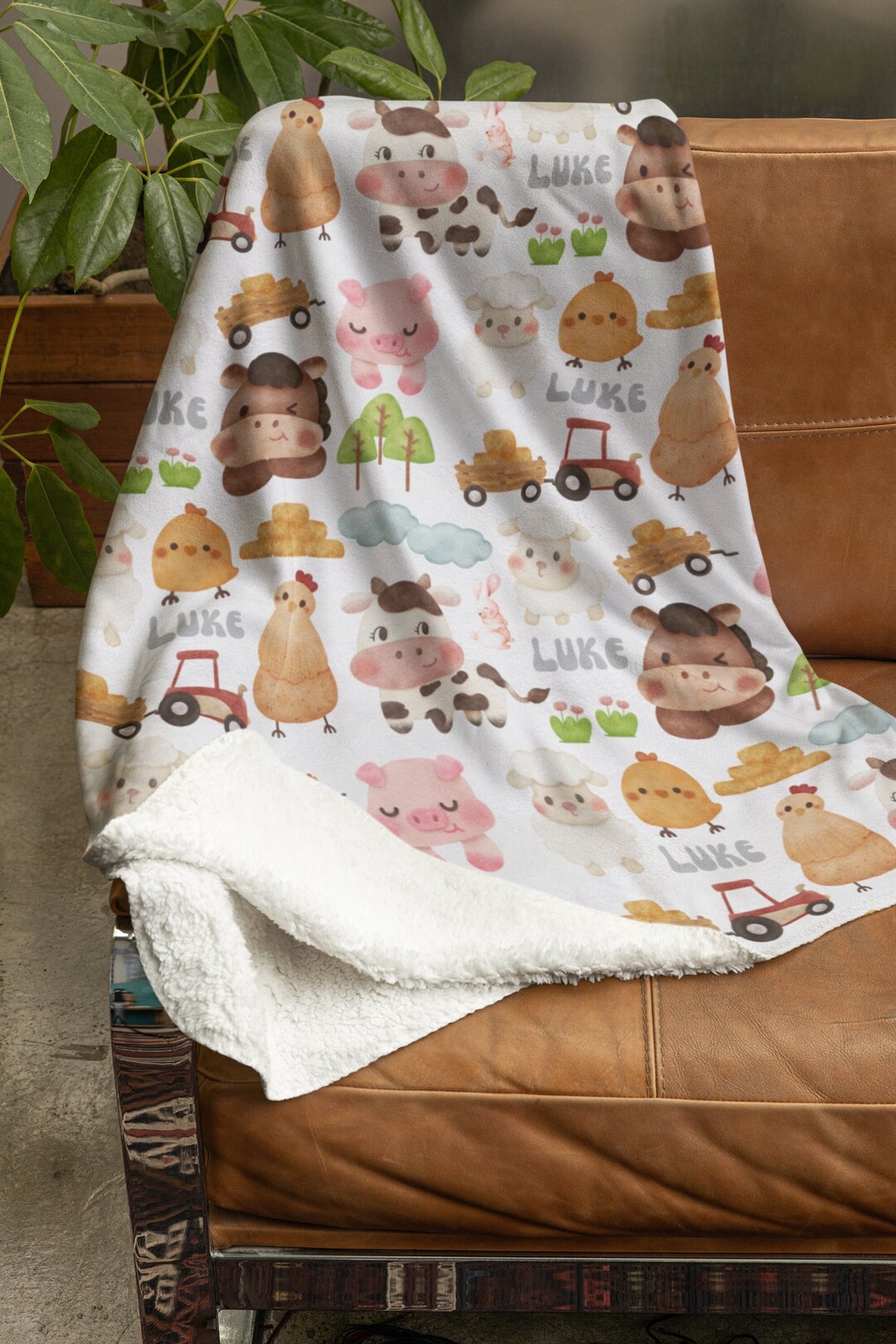 Personalized Farm Blanket, Customized Farm Baby Animals Blanket, Custom ...