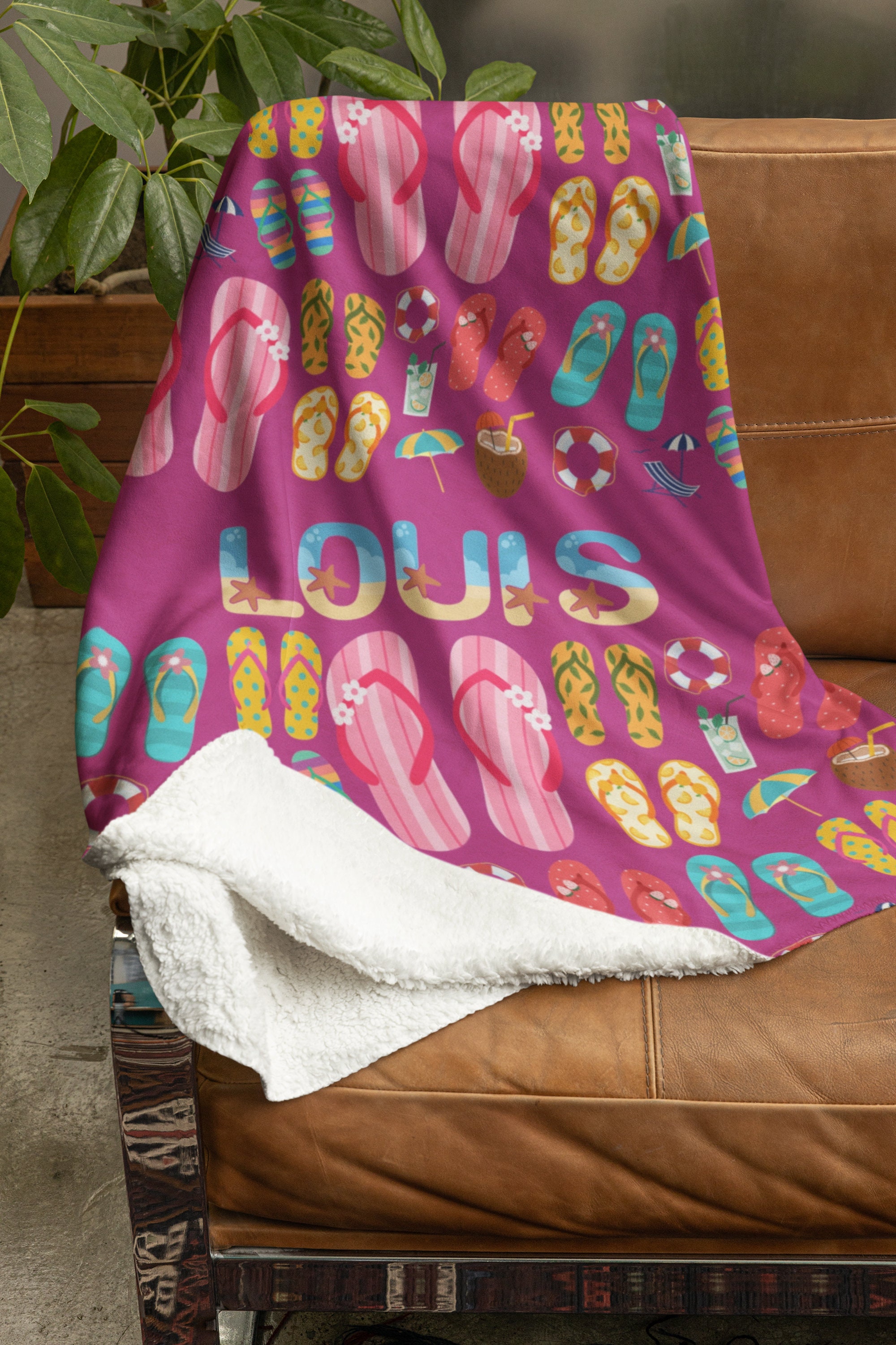 Personalized Flip Flops Blanket, Custom Sandals Beach Throw, Beach Flip ...