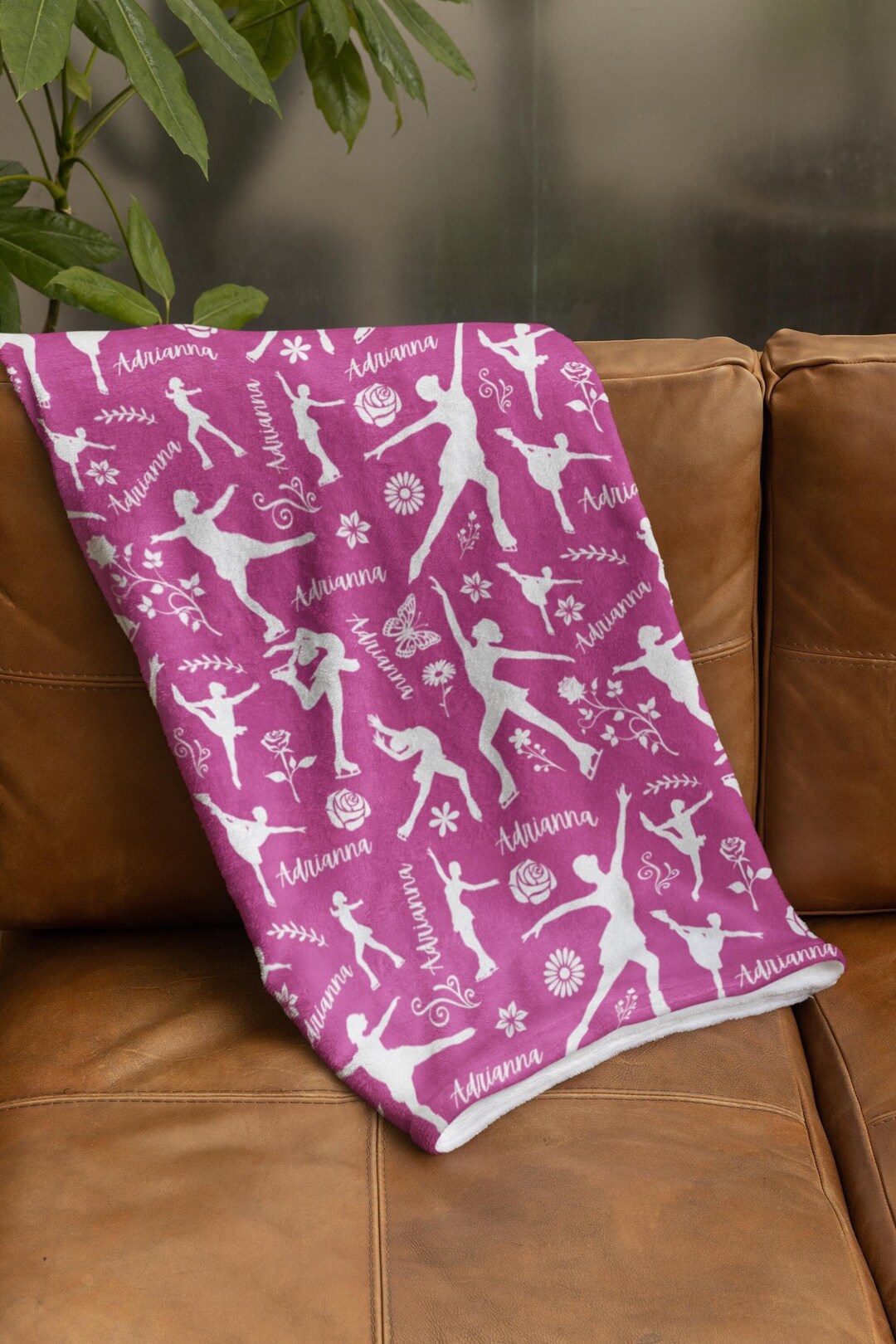 Personalized Figure Skating Blanket, Custom Skating Minky Blanket ...