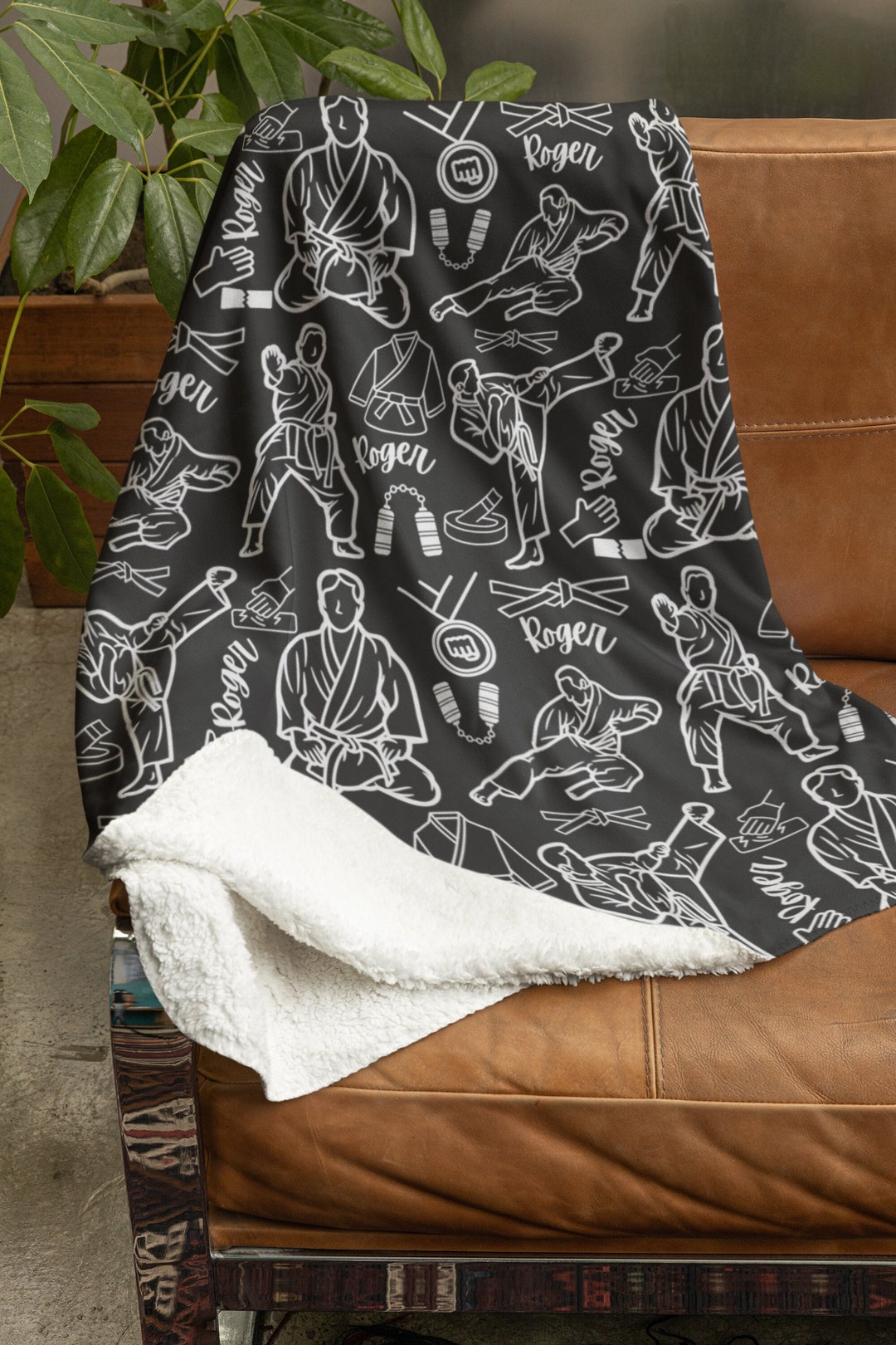 Personalized Male Karate Blanket, Custom Karate Sherpa Throw, Martial ...