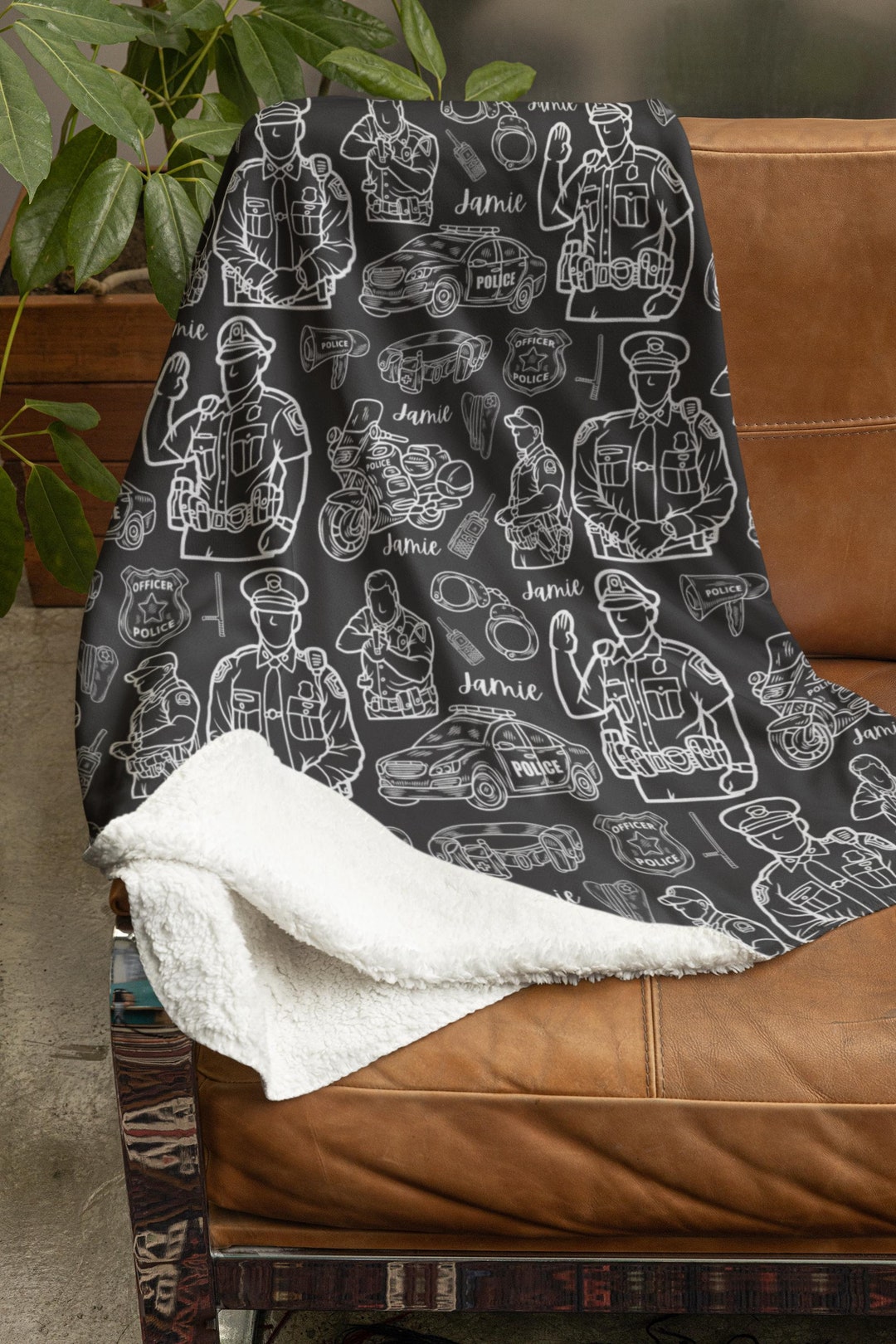 Personalized Police Officer Blanket, Custom Police Minky Throw ...