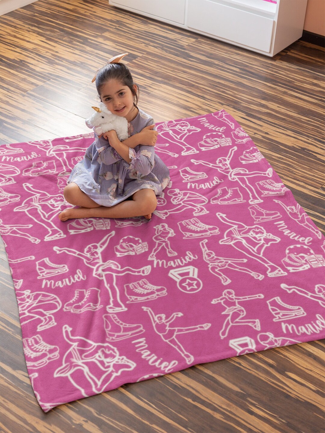 Personalized Ice Skating Blanket, Custom Ice Skater Throw, Customized ...