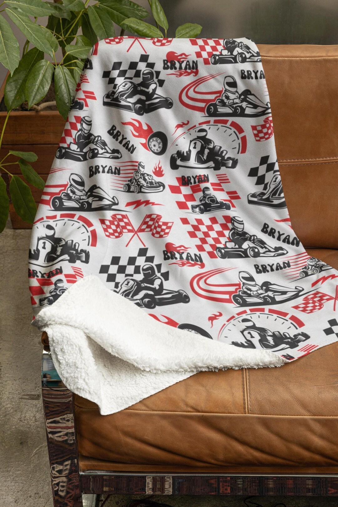 Personalized Race Car Blanket, Custom Racing Fan Bedding, Custom Name ...