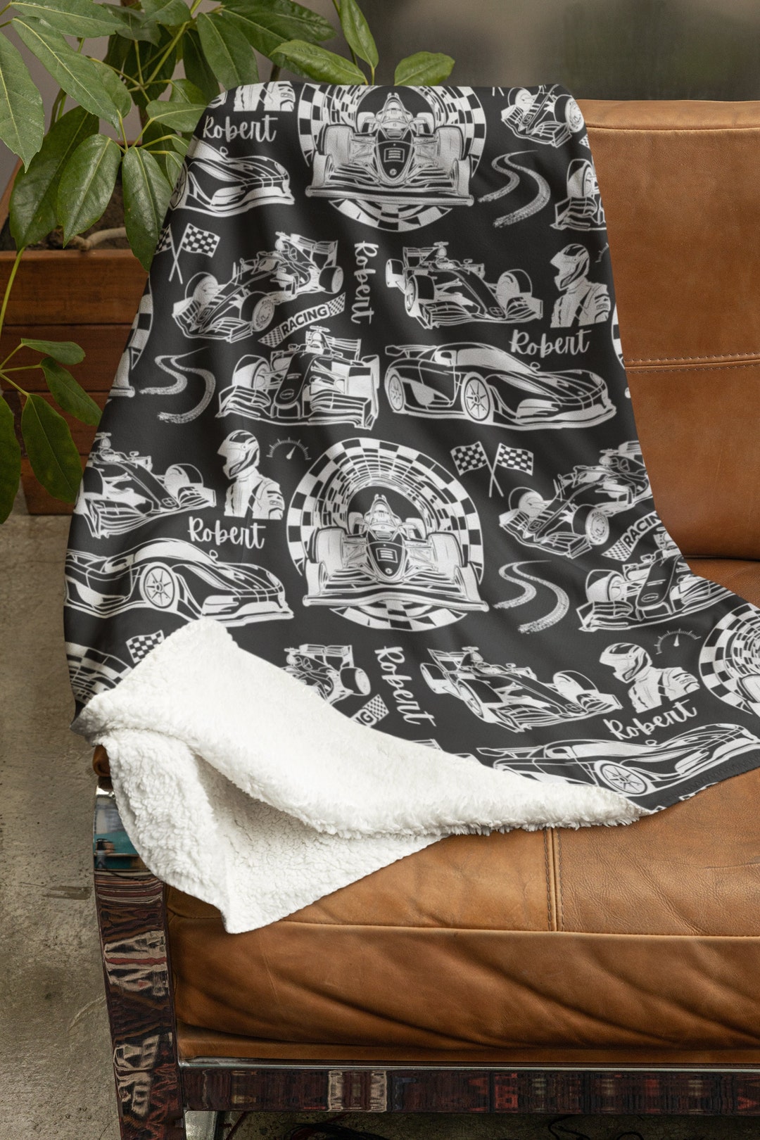 Personalized Race Car Blanket, Custom Racing Fan Bedding, Custom Name ...