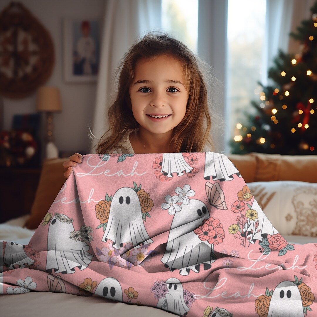 Personalized Ghosts Blanket, Customized Name Blanket, Custom Cute ...