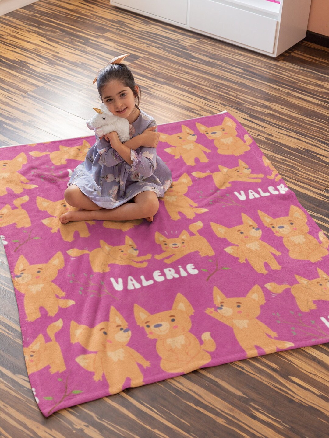 Personalized Fennec Fox Blanket, Cozy Kids Room Decor, Cartoon Fox ...