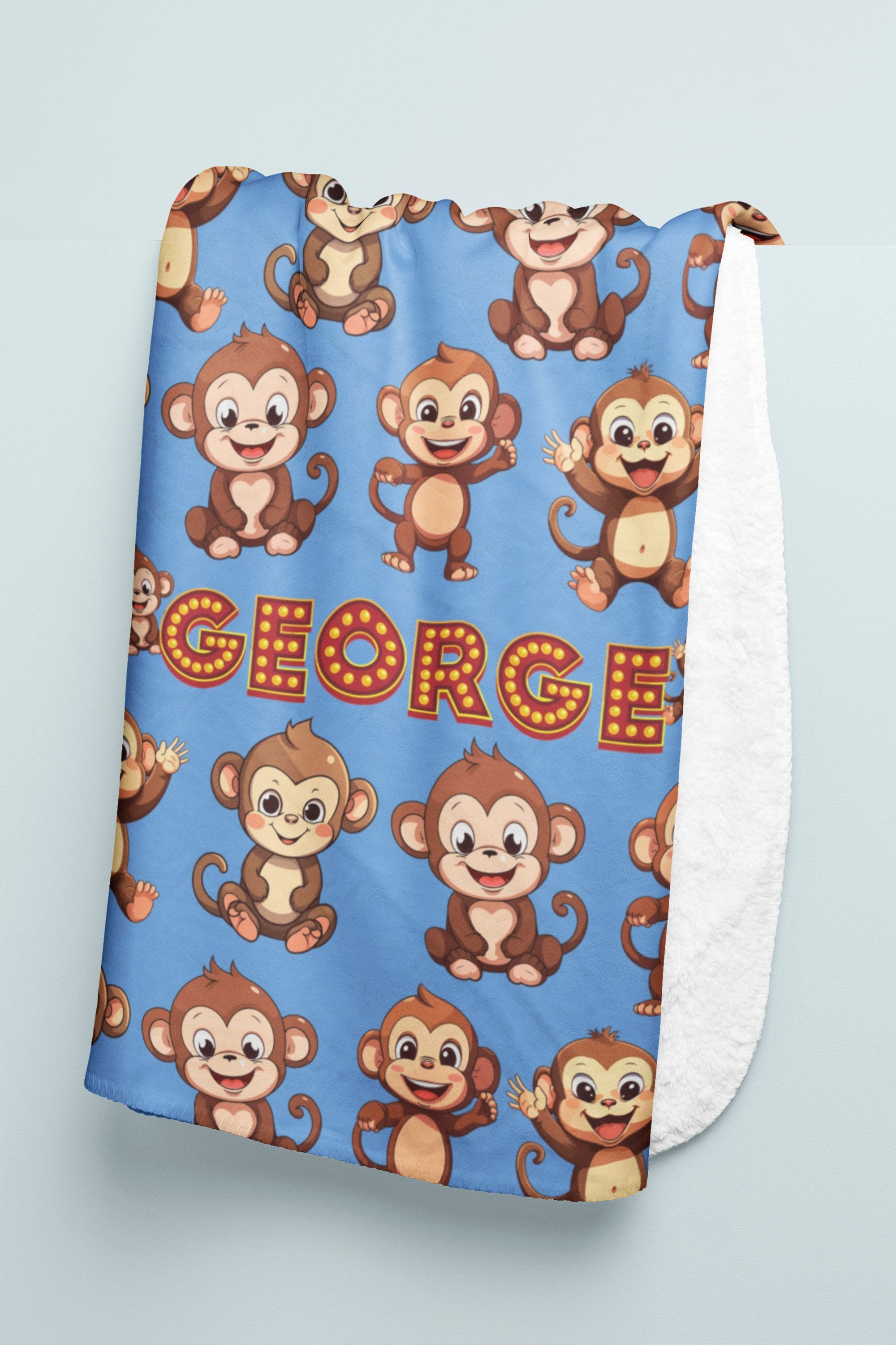 Personalized Monkey Blanket, Custom Cartoon Monkey Throw, Customized ...