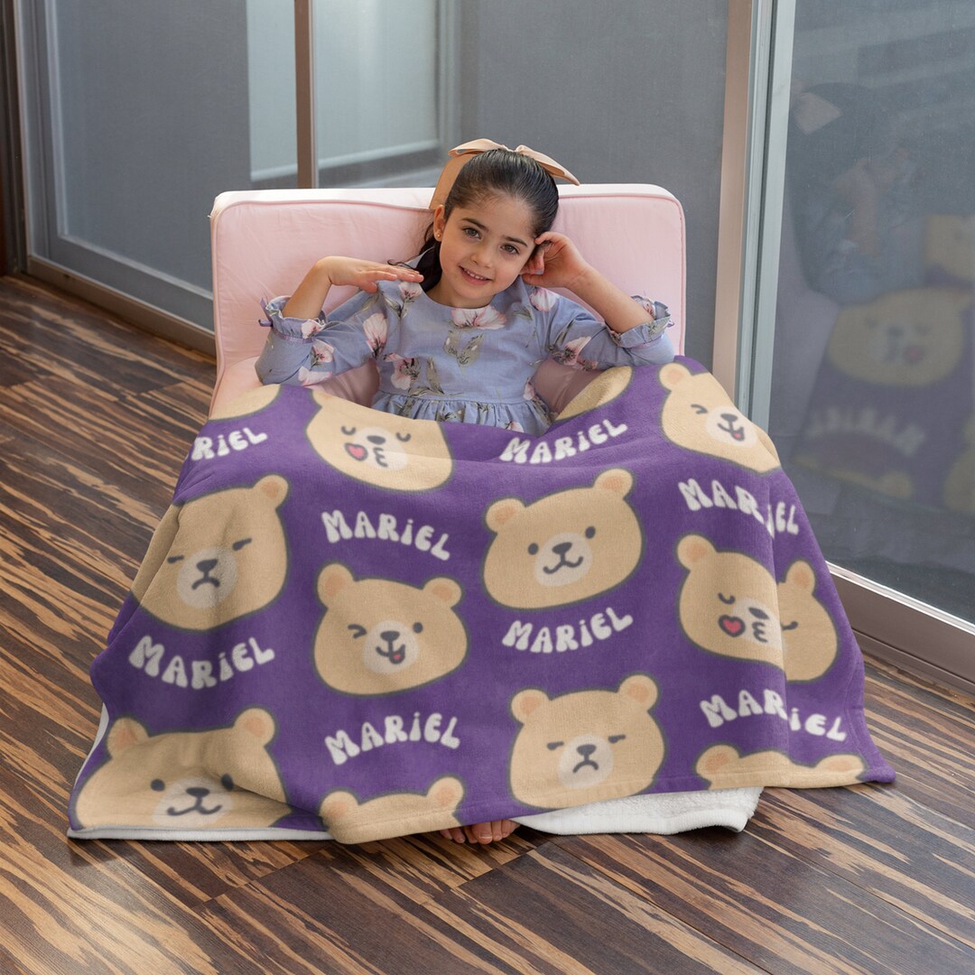 Personalized Baby Bear Blanket, Custom Minky Sherpa Throw, Custom Name ...
