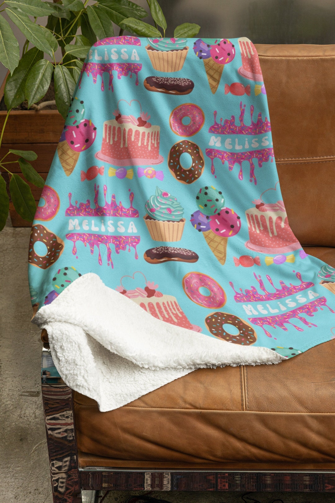 Personalized Desserts Blanket, Custom Donuts Throw, Customized Name ...