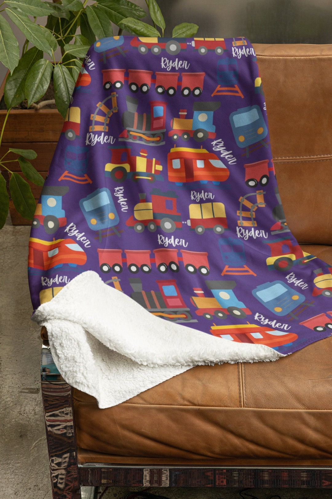 Personalized Trains Blanket, Custom Train Lover Blanket, Customized ...