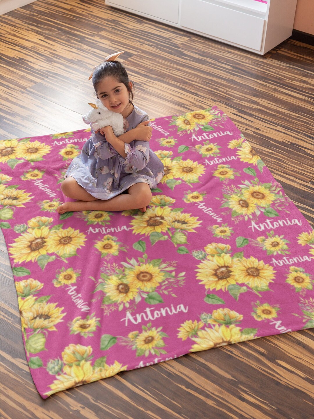 Personalized Sunflower Blanket, Custom Sunflowers Throw, Customized ...