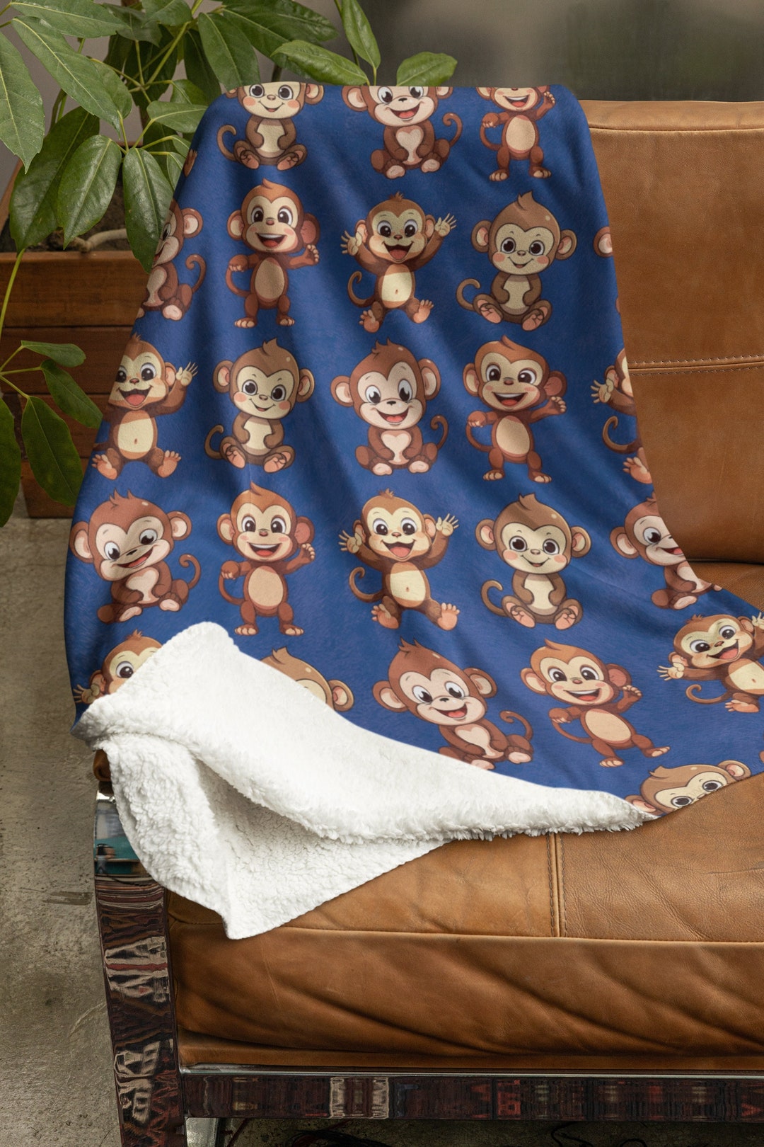 Personalized Cute Monkey Blanket, Cozy Monkey Blanky, Best Animal Gift ...