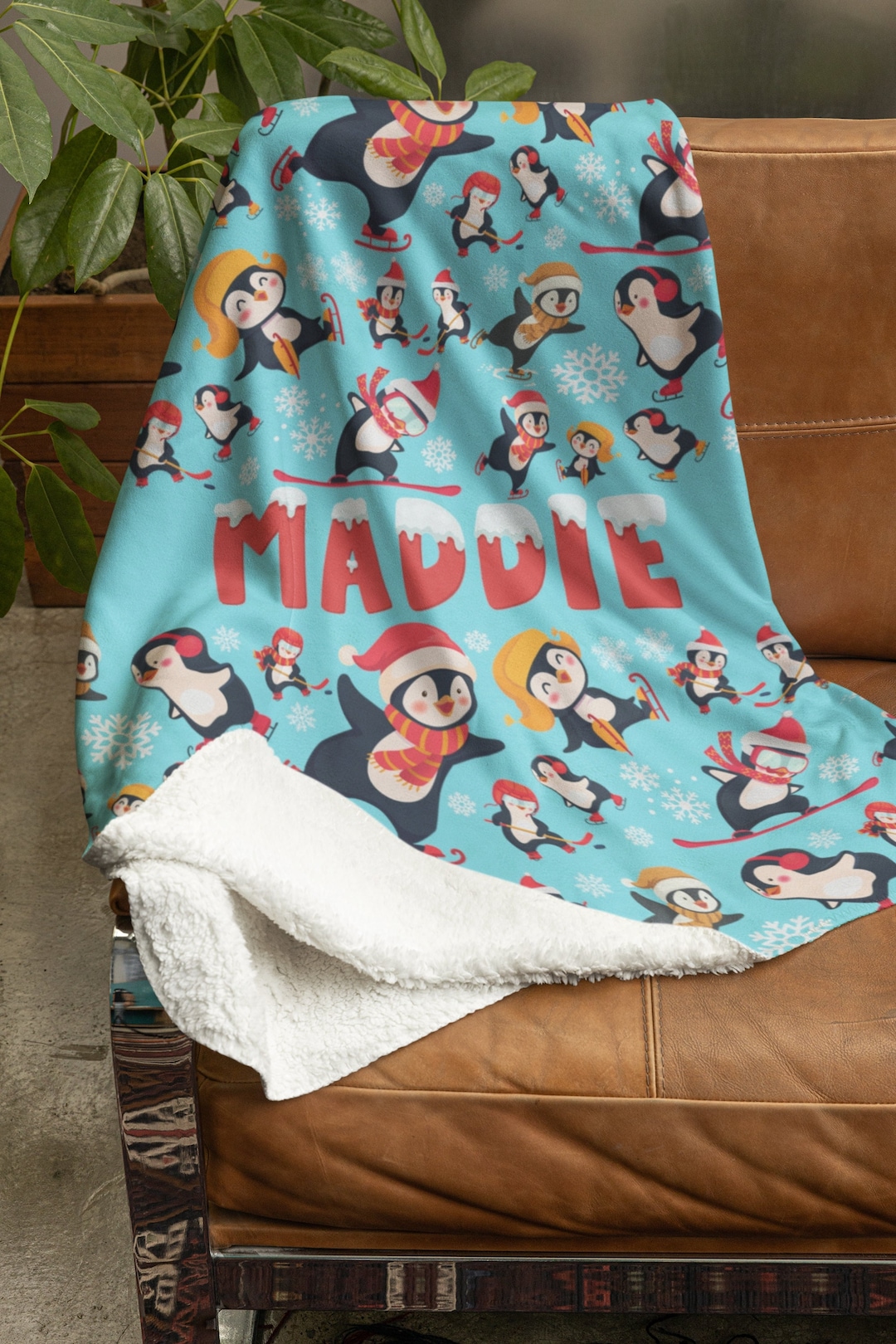 Personalized Penguin Blanket, Custom Baby Penguin Blanket, Customized ...