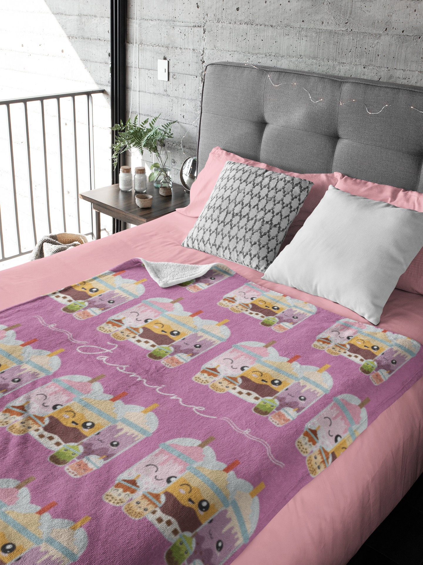 Personalized Bubble Tea Blanket for Boba Baby, Cute Groovy Birthday ...