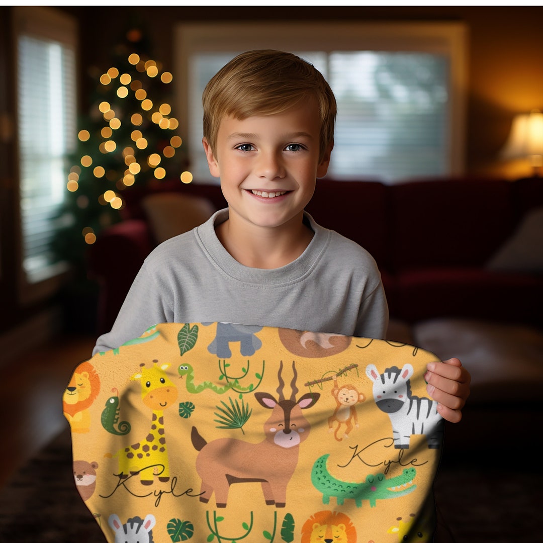 Personalized Safari Animals Blanket, Customized Jungle Animal Blanket ...