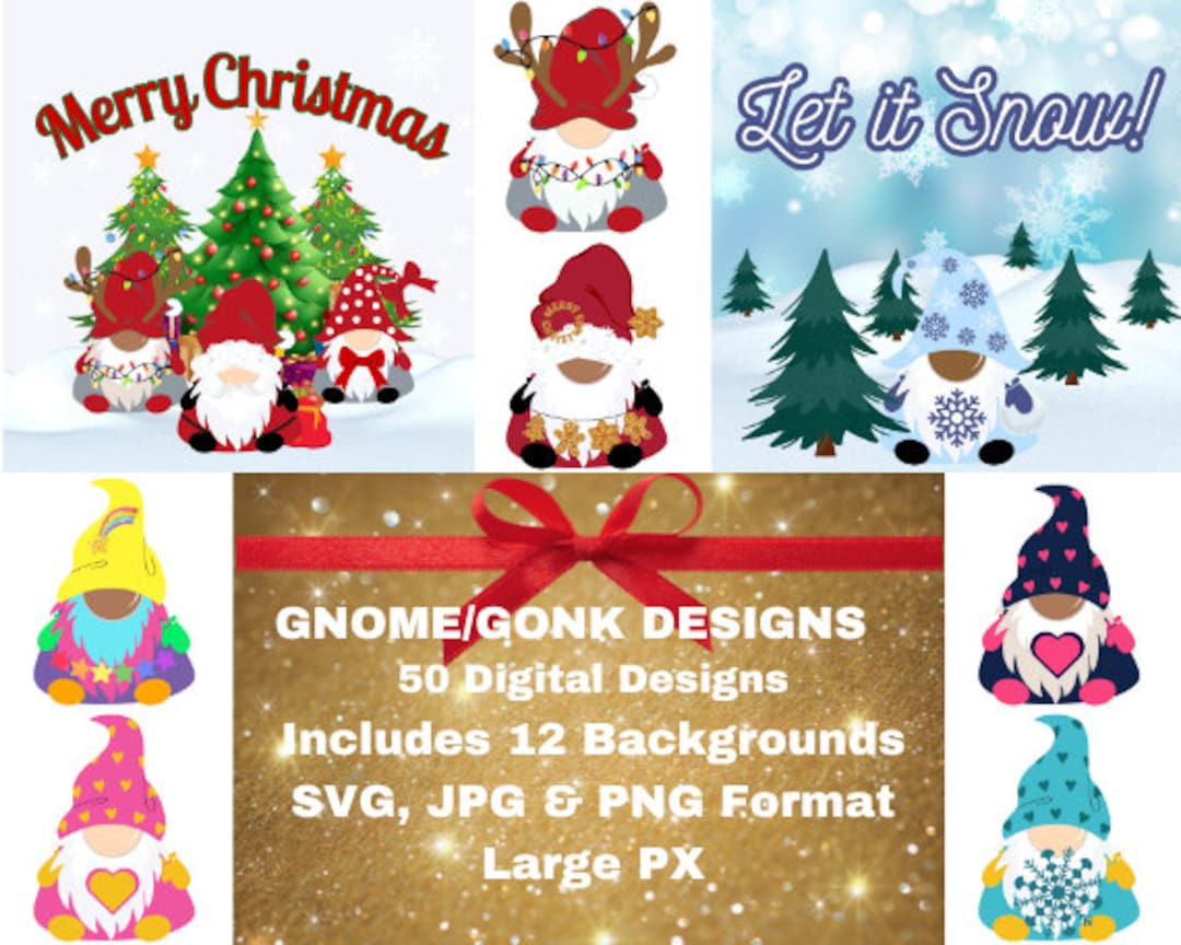Christmas Gnome Gonk Digital Elf Santa Reindeer 50 Individual Designs ...