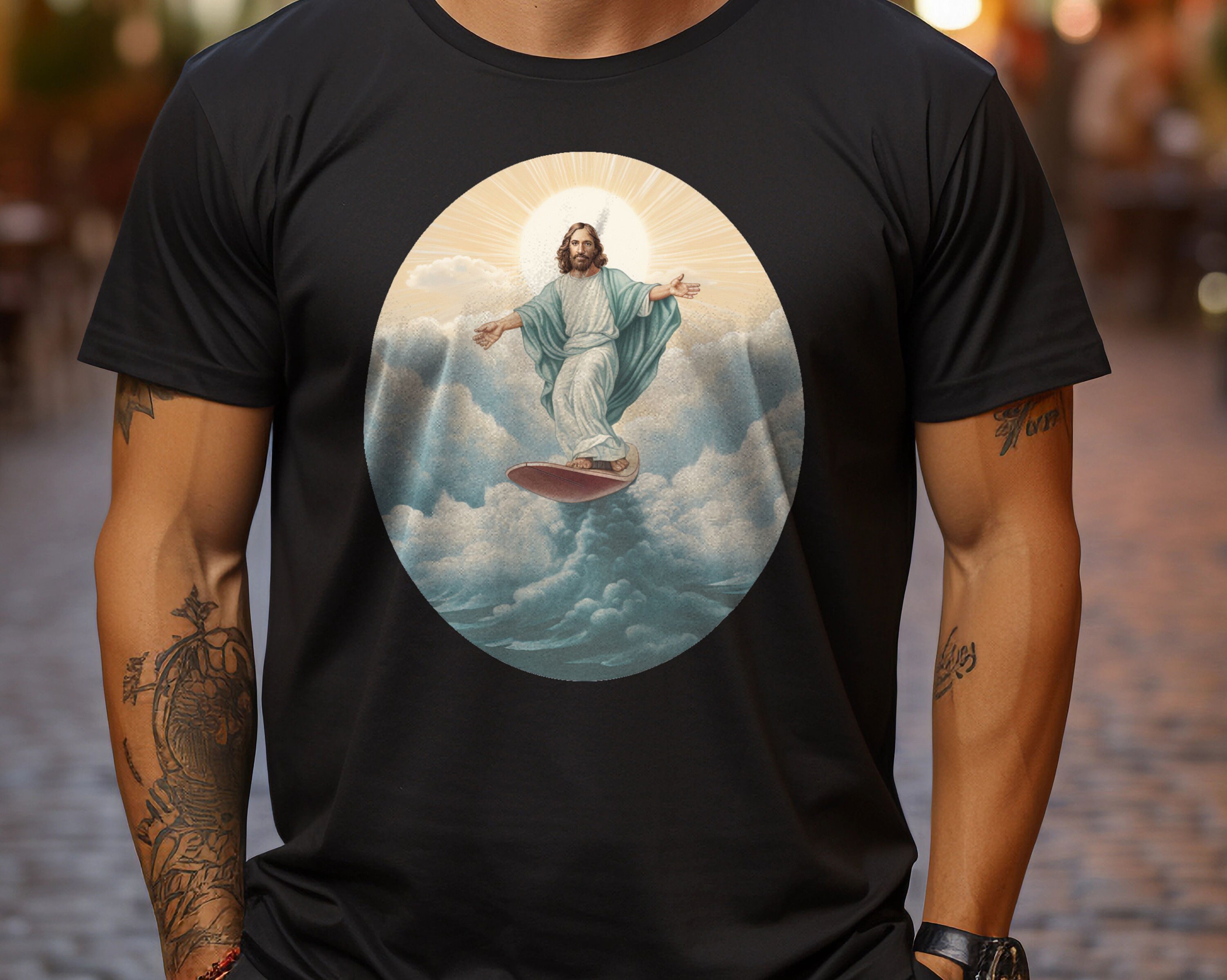 Jesus Surfs Short Shirt, Funny Surfer Gifts, Retro Adventure Shirt ...