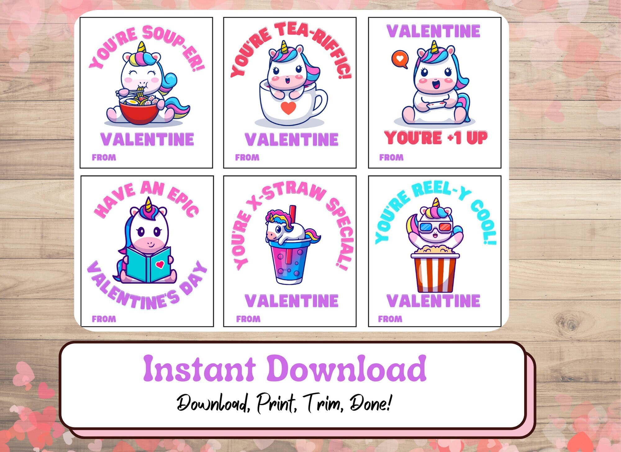 Valentine Riddles Downloadable Printable Classroom Unicorn Valentine ...