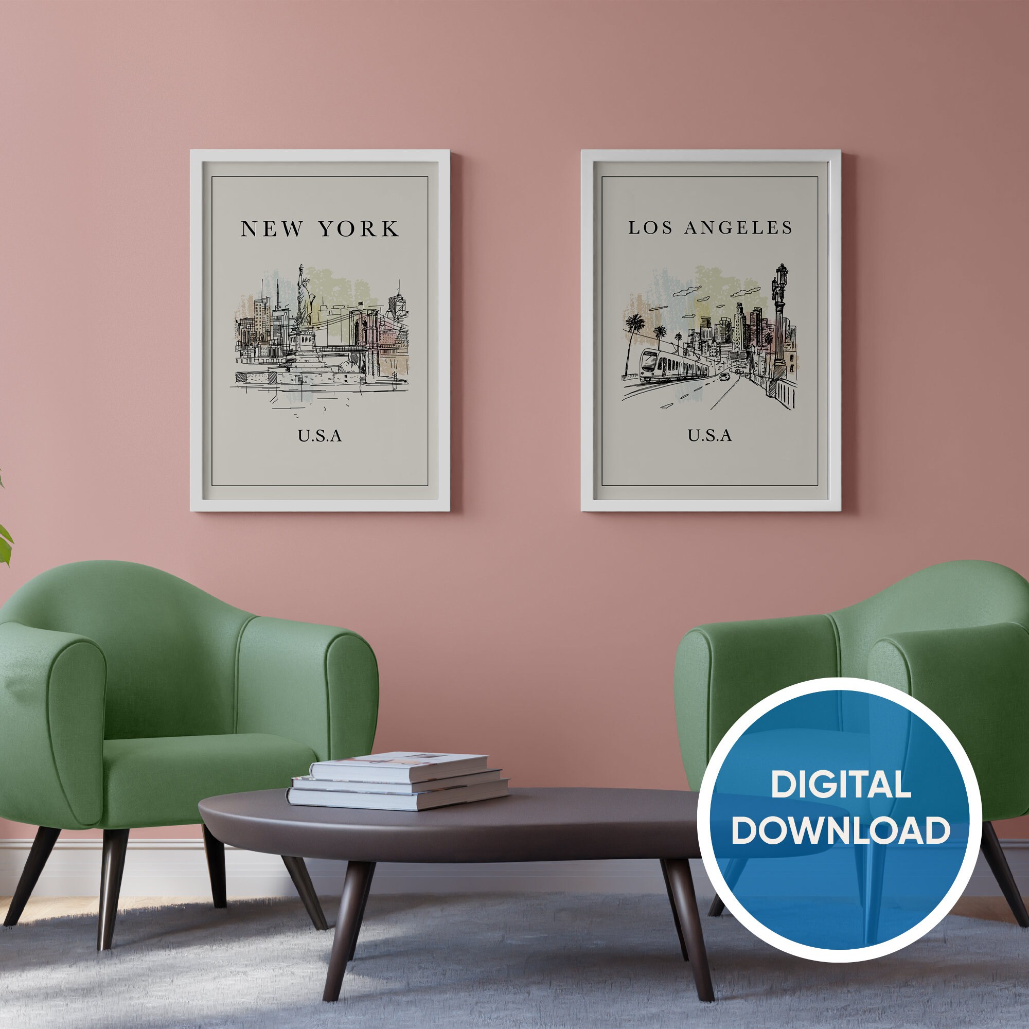 Minimalist USA Travel Posters Printable Travel Decor - Etsy