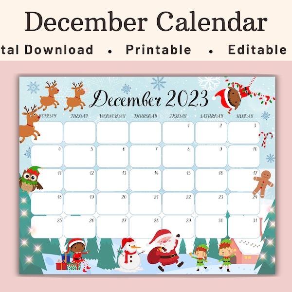 Christmas Calendar Printable - Etsy