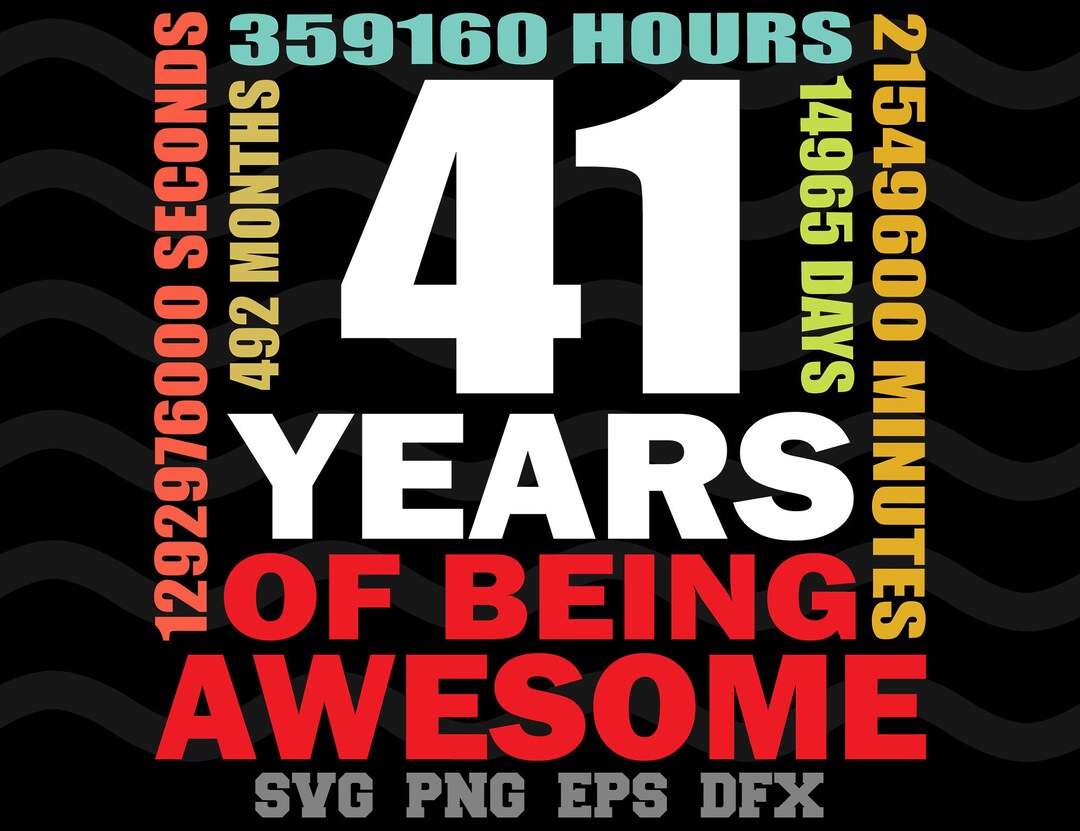 41st Birthday SVG 41years of Being Awesome Happy Birthday Design ...