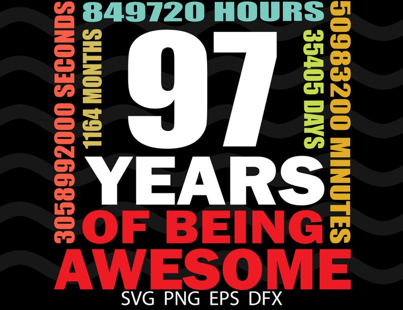 97th Birthday SVG 97years of Being Awesome Happy Birthday Design ...