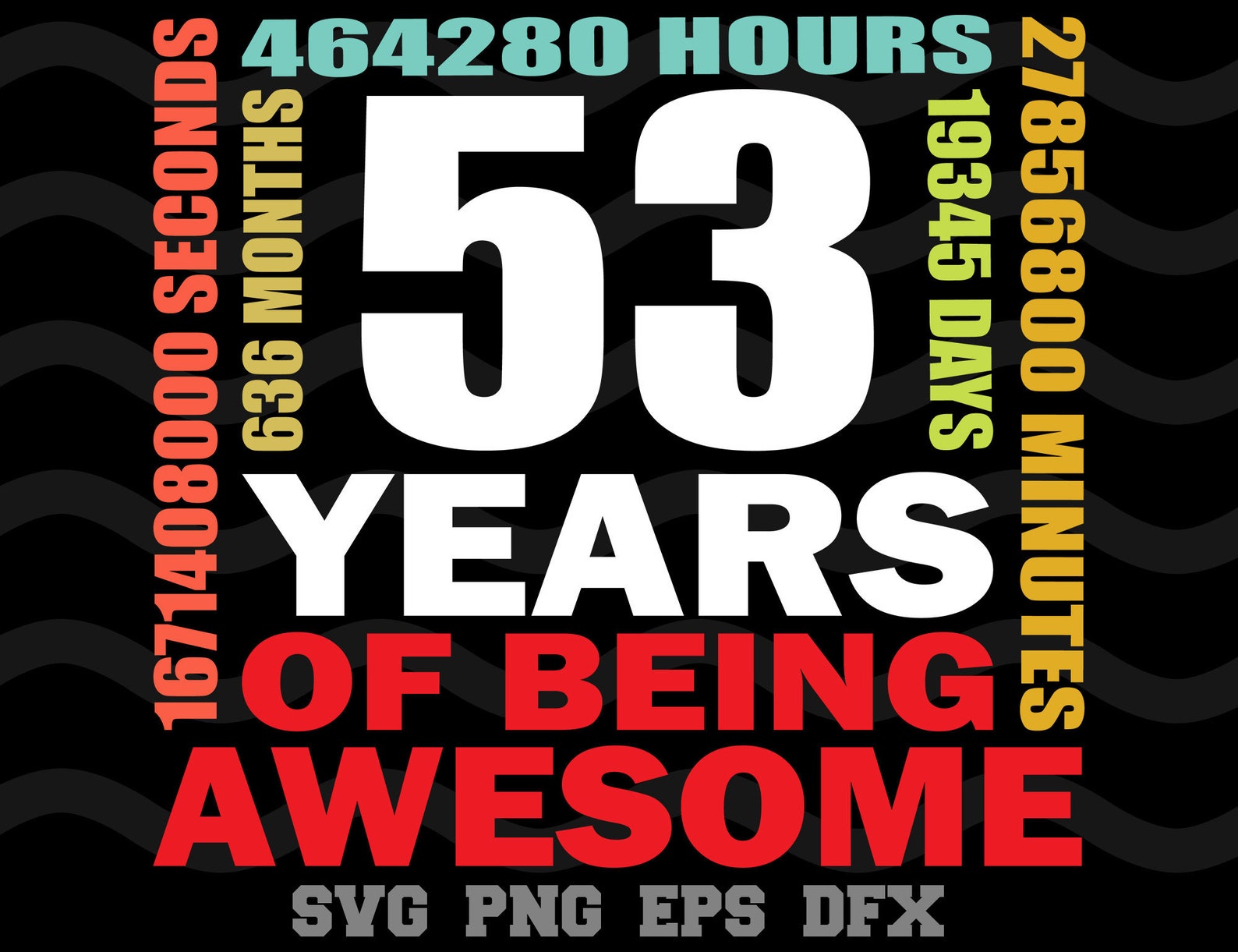 53rd Birthday SVG 53years of Being Awesome Happy Birthday Design Silhouette SVG PNG Cutting File ...