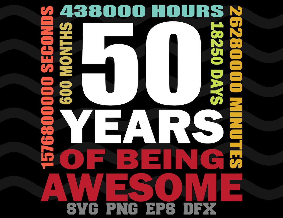50th Birthday SVG 50 Years of Being Awesome Happy Birthday Design ...