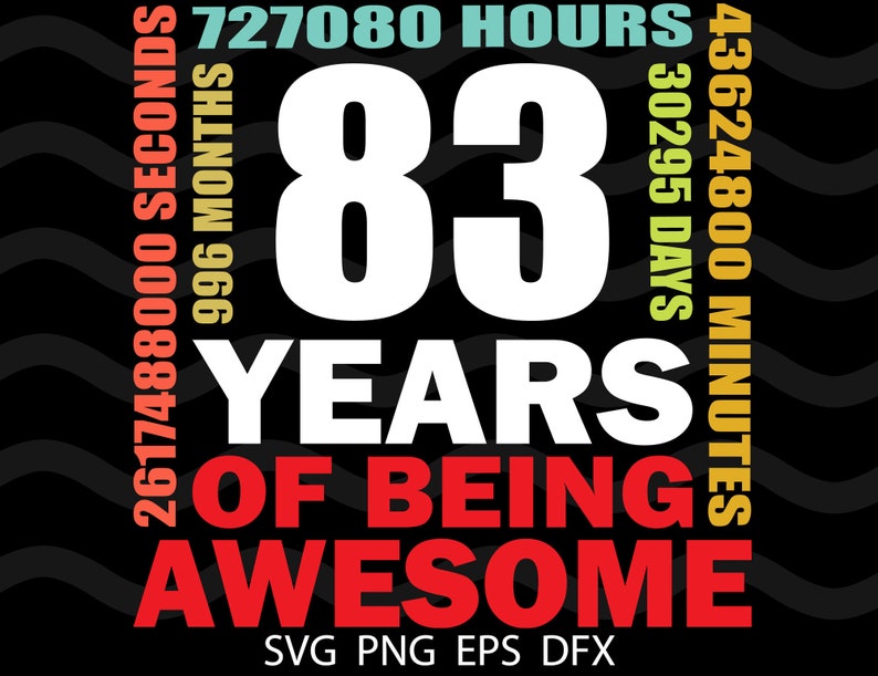 83rd Birthday SVG 83 Years of Being Awesome Happy Birthday Design ...